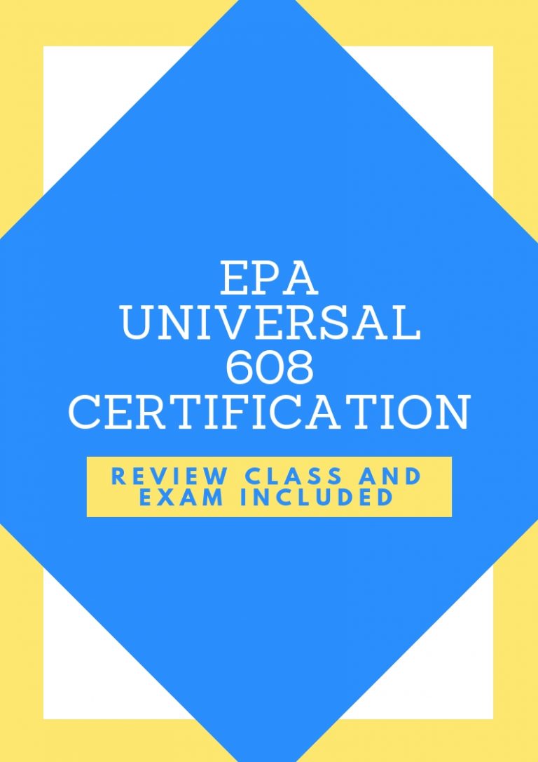 608 EPA Universal Certification Class and Exam: Live at our School or ...